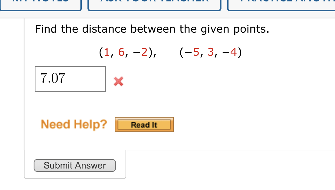 Solved Find the distance between the given points. | Chegg.com