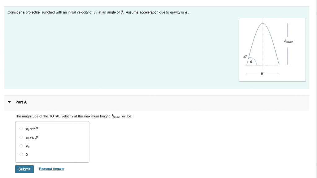 Solved Consider a projectile launched with an initial | Chegg.com