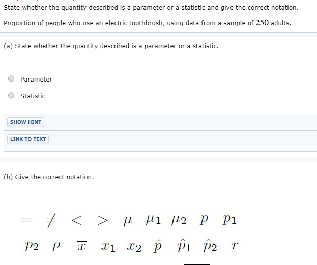Solved State whether the quantity described is a parameter | Chegg.com