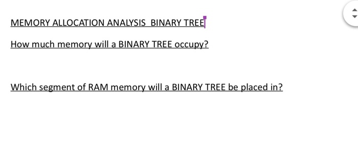 Solved Memory Allocation Analysis Binary Tre How Much Memory