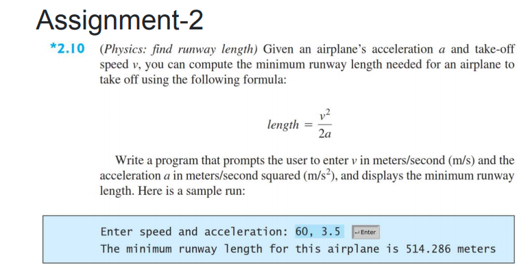 Solved Assignment-2 *2.10 (Physics: find runway length) | Chegg.com