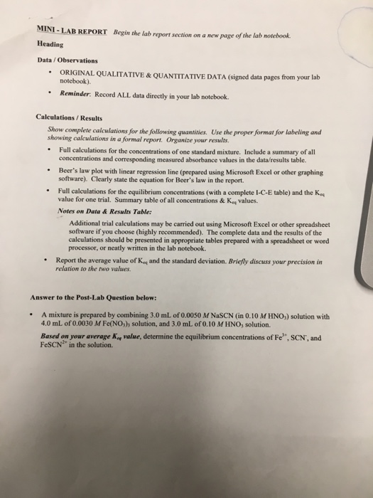 Solved MINI-LAB REPORT Begin she lab report section on a new | Chegg.com