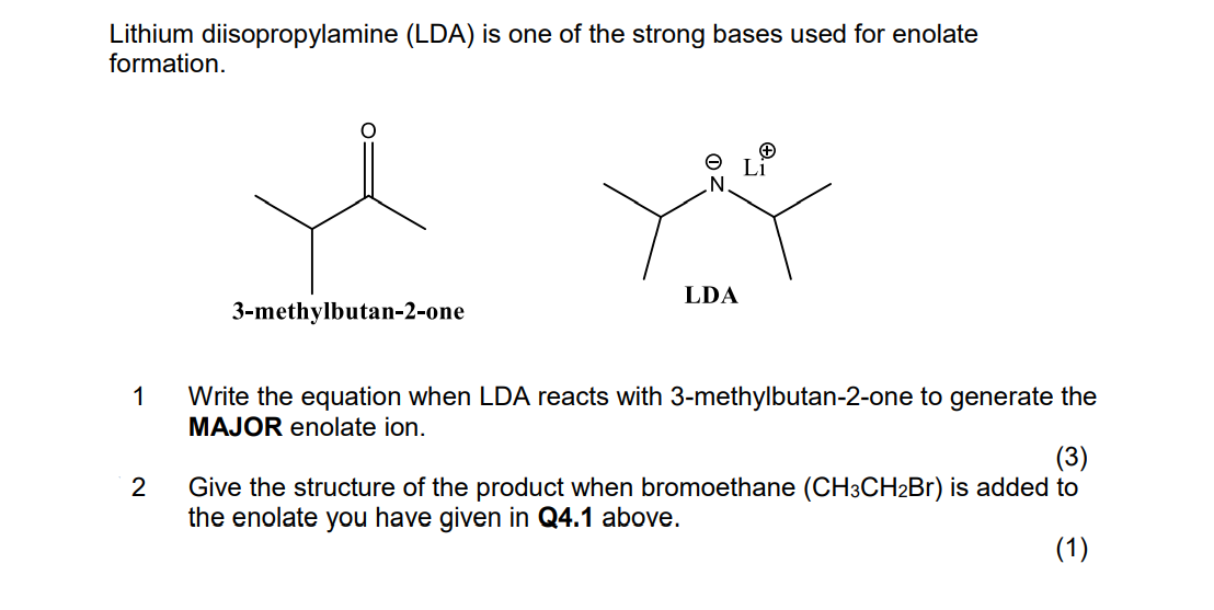 Solved Lithium diisopropylamine (LDA) is one of the strong | Chegg.com