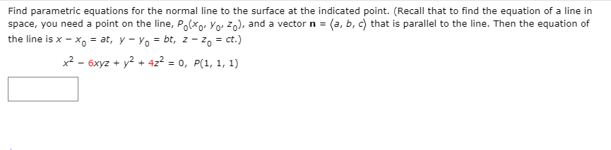 Solved Find parametric equations for the normal line to the | Chegg.com