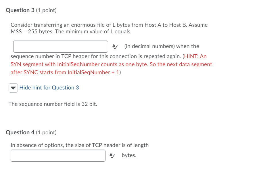 Solved Question 3 (1 point) Consider transferring an | Chegg.com