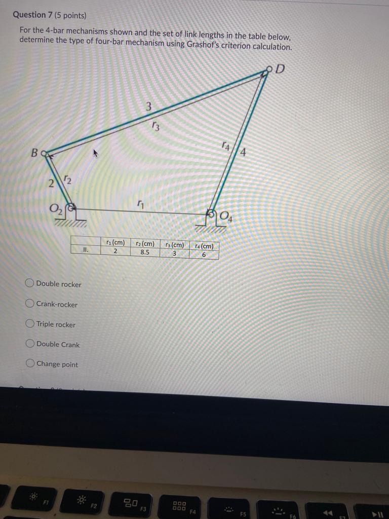 Solved Question 7 (5 points) For the 4-bar mechanisms shown | Chegg.com