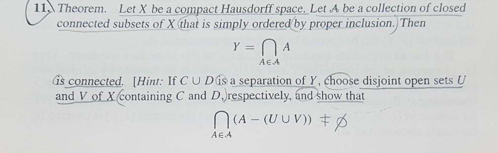 Solved 11 Theorem. Let X be a compact Hausdorff space. Let A | Chegg.com