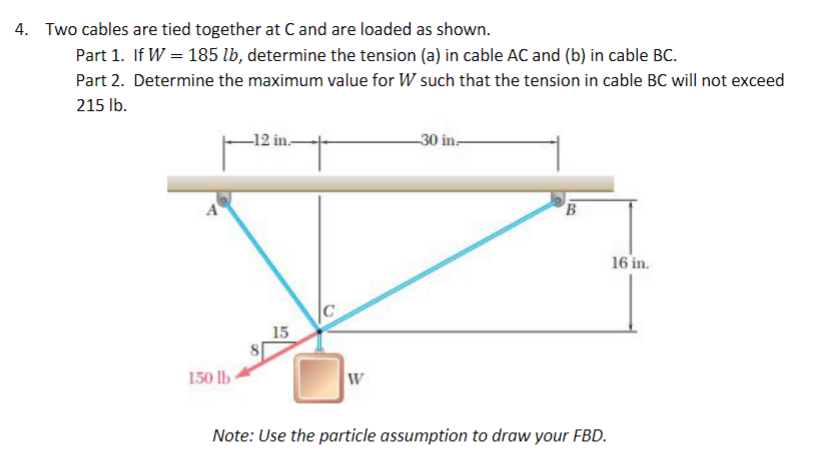 Solved 4. Two cables are tied together at C and are loaded | Chegg.com