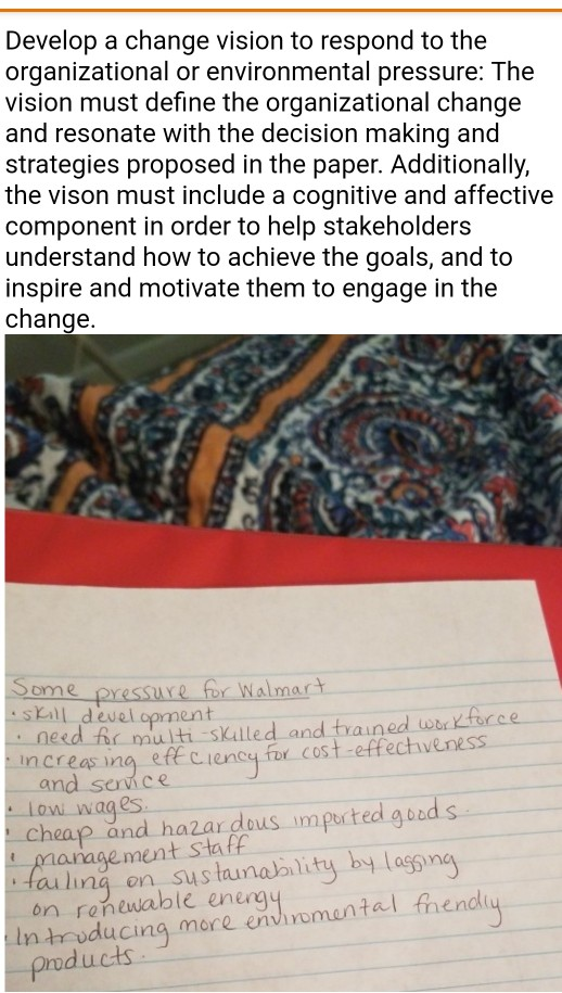 Solved Develop a change vision to respond to the | Chegg.com