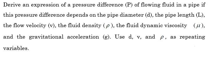 Solved Derive an expression of a pressure difference (P) of | Chegg.com