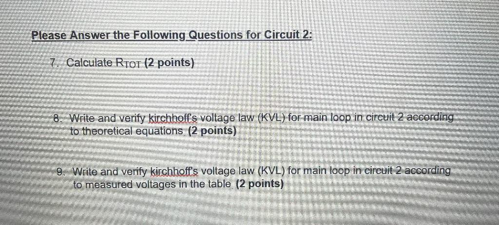 Solved Data Analysis for Circuit 2 Circuit 2: Fill out the | Chegg.com