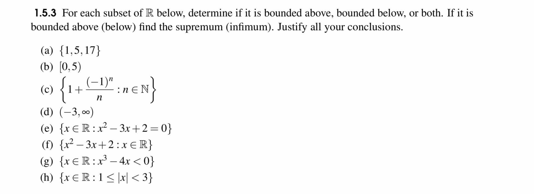 Solved 1.5.3 For each subset of R below, determine if it is | Chegg.com