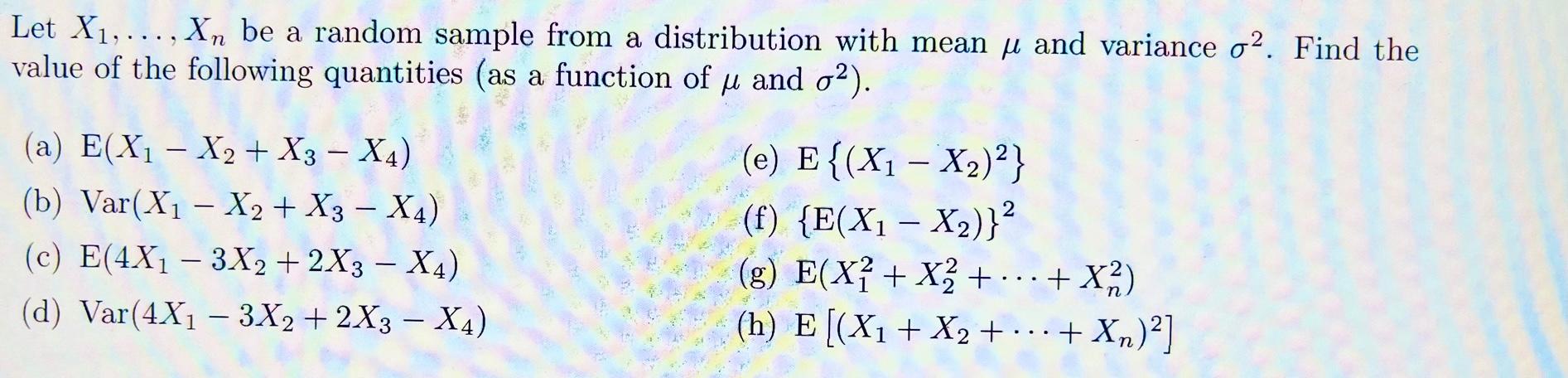 Solved Let X1,…,Xn be a random sample from a distribution | Chegg.com