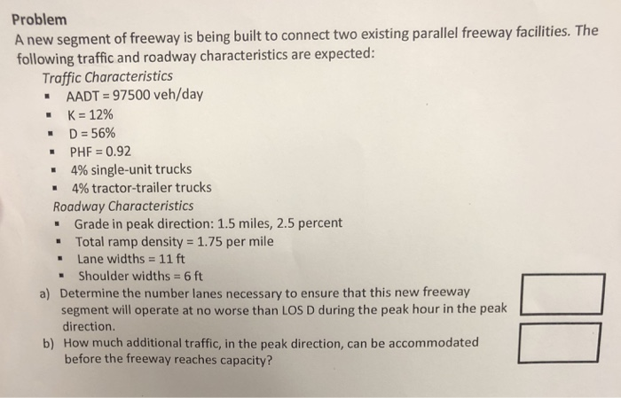 Solved Problem A new segment of freeway is being built to | Chegg.com