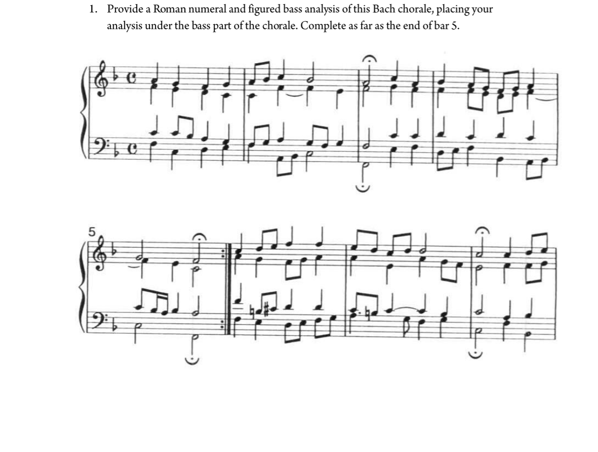 1. Provide a Roman numeral and figured bass analysis | Chegg.com