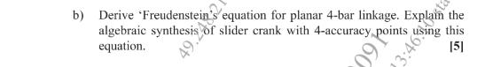 Solved b) Derive Freudenstein's equation for planar 4-bar | Chegg.com