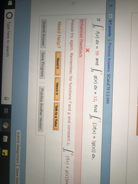 Solved 7. 0/1 points | Previous Answers SCalcET8 5.2.049. | Chegg.com