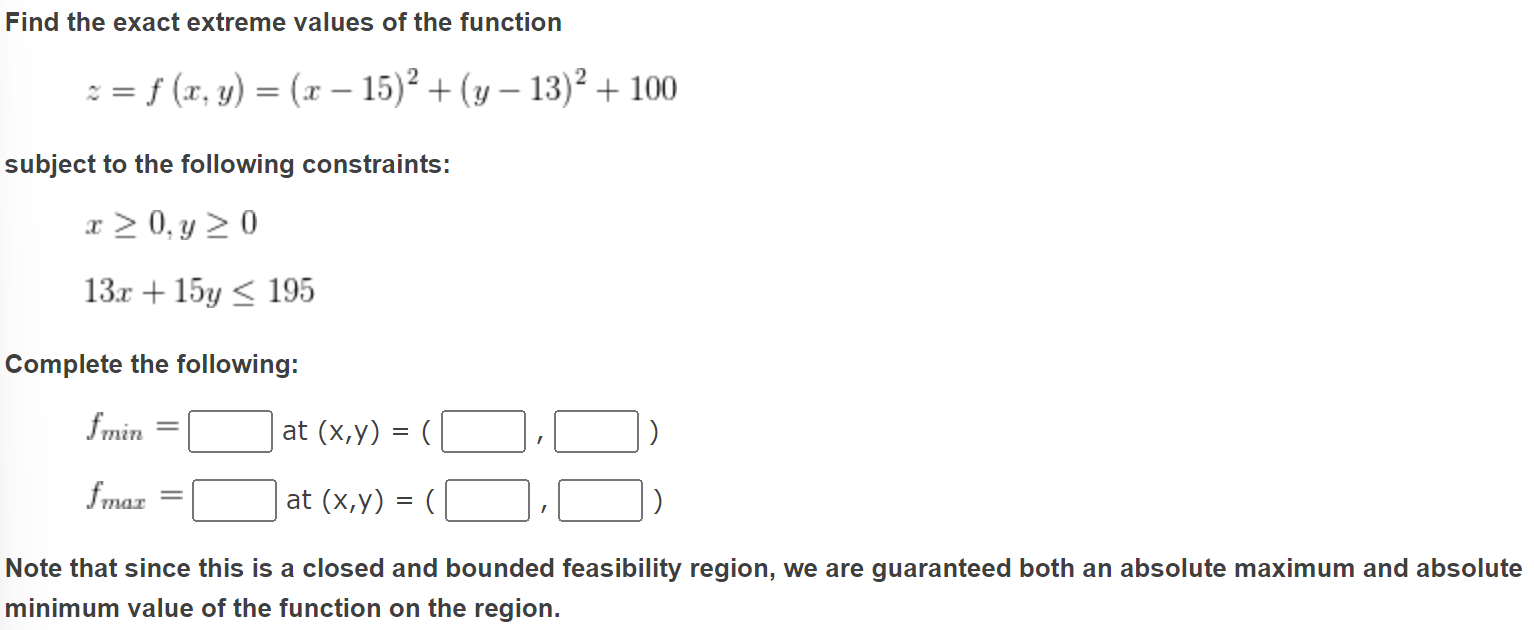 Solved Find the exact extreme values of the function | Chegg.com