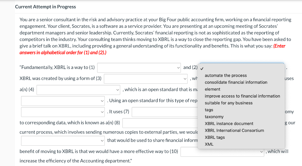 Solved You are a senior consultant in the risk and advisory | Chegg.com