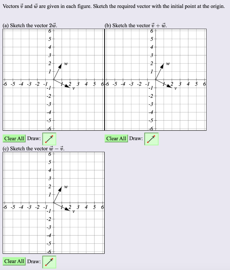 Solved Vectors ū and w are given in each figure. Sketch the | Chegg.com