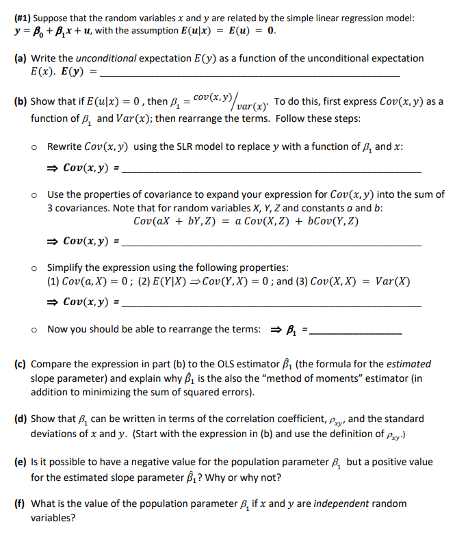 Solved (#1) Suppose that the random variables x and y are | Chegg.com