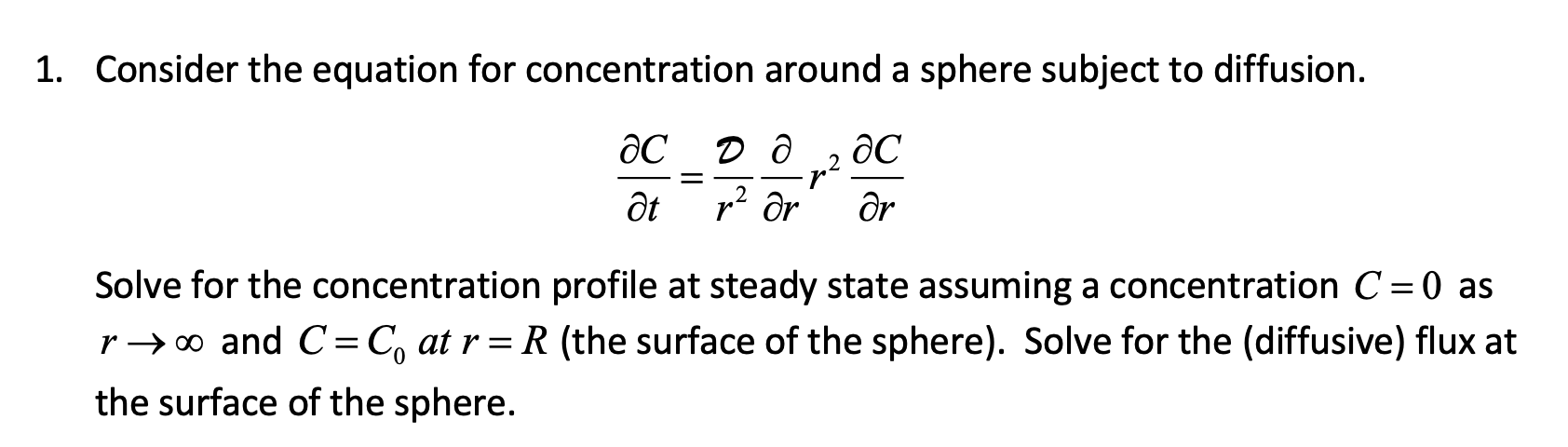Solved 1. Consider the equation for concentration around a | Chegg.com