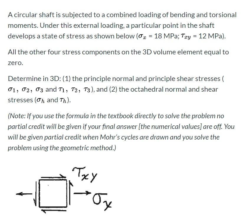 Solved A circular shaft is subjected to a combined loading | Chegg.com