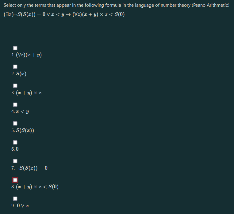 Solved Select only the terms that appear in the following | Chegg.com