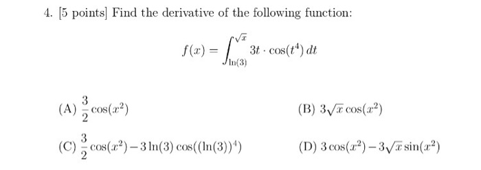 Solved Find the derivative of the following function: f (x) | Chegg.com