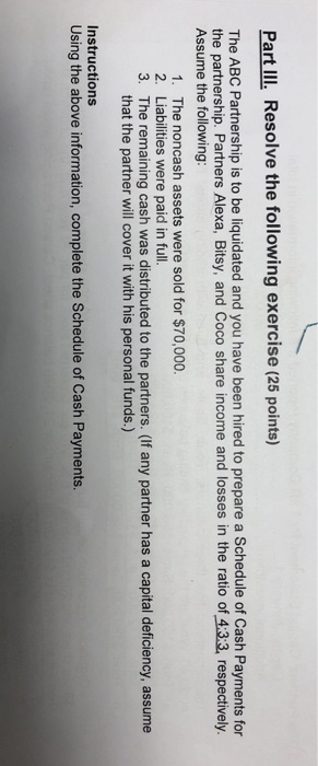 Solved Part Ill, Resolve the following exercise (25 points) | Chegg.com
