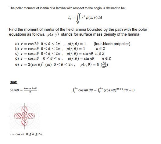 Solved The polar moment of inertia of a lamina with respect | Chegg.com