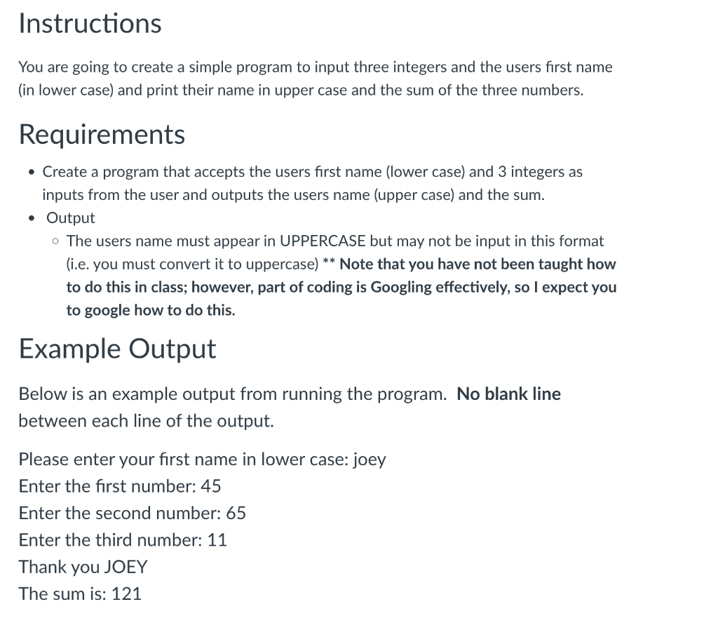 Solved Instructions You are going to create a simple program | Chegg.com