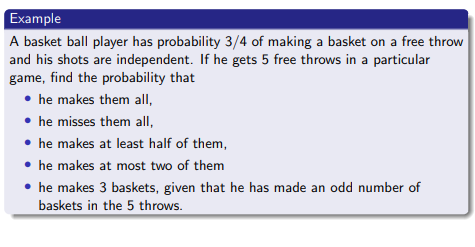 Solved ExampleA basket ball player has probability 34 ﻿of | Chegg.com