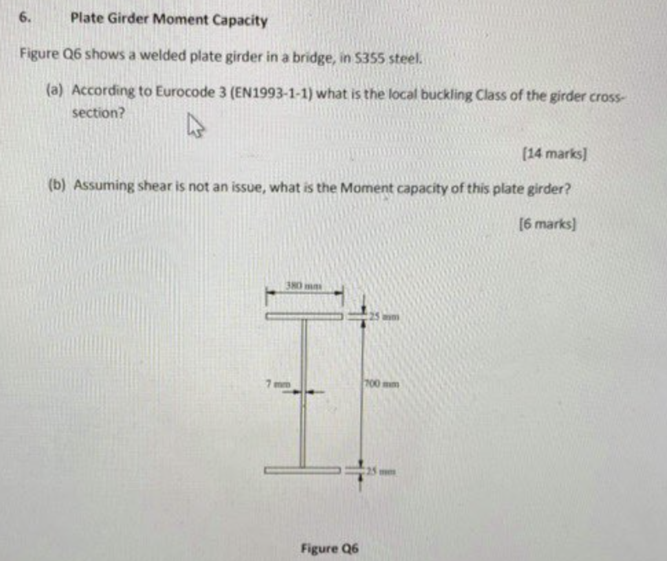 Solved 6. Plate Girder Moment Capacity Figure 26 shows a | Chegg.com