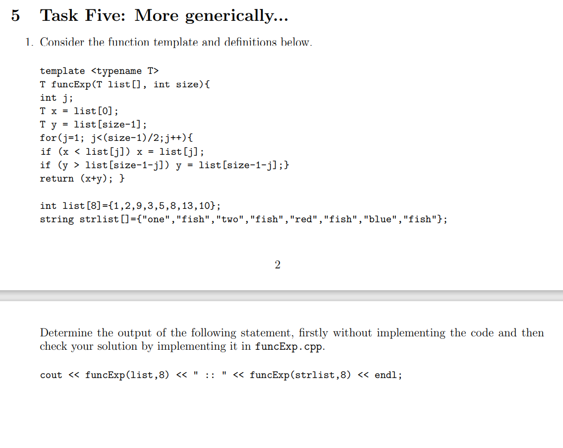 Solved 5 Task Five: More generically... 1. Consider the | Chegg.com