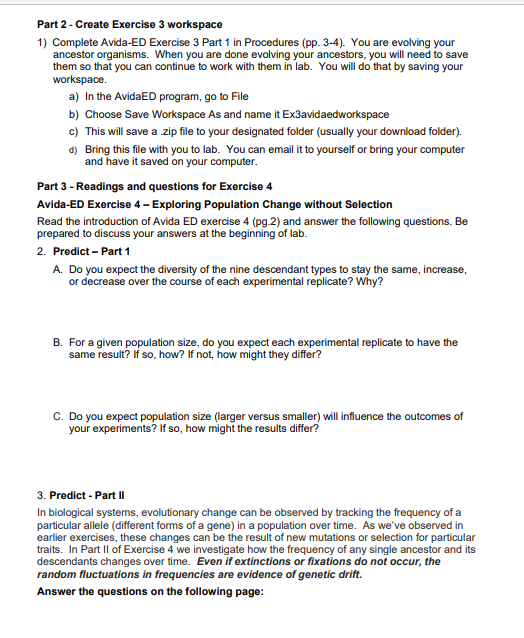 Solved Biol 130 Fall 2021 Lab 3 - Avida ED Exercises 3 and 4 | Chegg.com