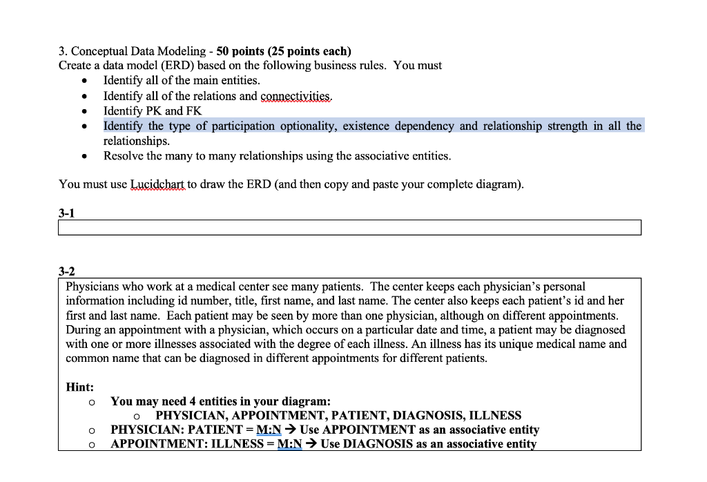 Solved 3. Conceptual Data Modeling - 50 points ( 25 points | Chegg.com