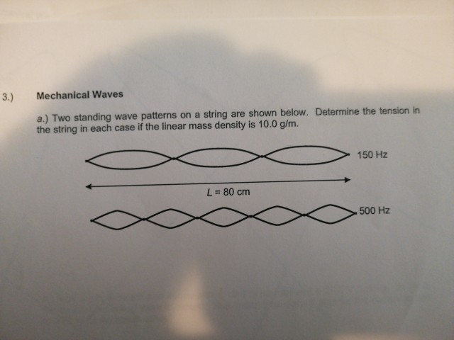 Solved Two standing wave patterns on a string are shown | Chegg.com