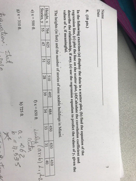 Solved Name Date 7 8. (10 pts.) In the following exercises | Chegg.com