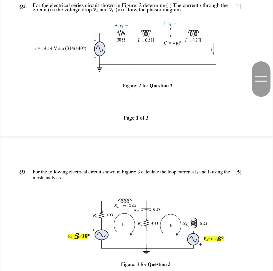 Q2. ﻿For the electrical series circuit shown in | Chegg.com