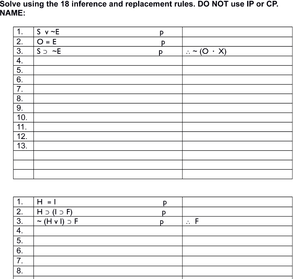 Solve using the 18 inference and replacement rules. | Chegg.com
