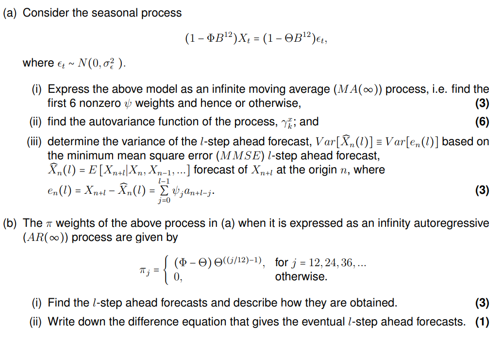 Solved (a) Consider the seasonal process | Chegg.com