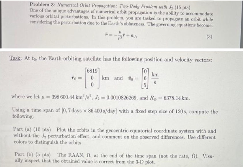 Solved Problem 3 Numerical Orbit Propagation Two Body