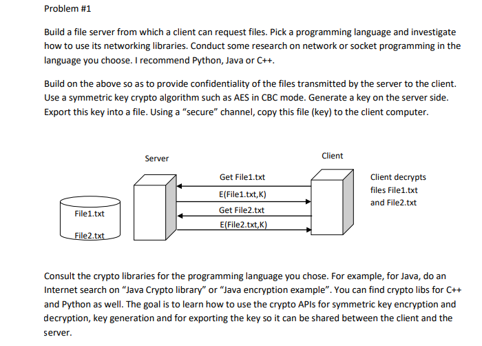 Solved Problem #1 Build a file server from which a client | Chegg.com