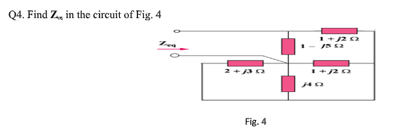 Solved Q4. Find Zc in the circuit of Fig. 4 Zg 1+ /20 1 - 5 | Chegg.com