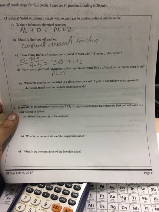 Solved Solid Aluminum reacts with oxygen gas to produce | Chegg.com