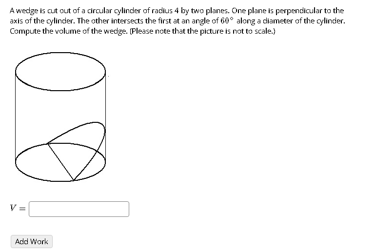 Solved A wedge is cut out of a circular cylinder of radius 4 | Chegg.com