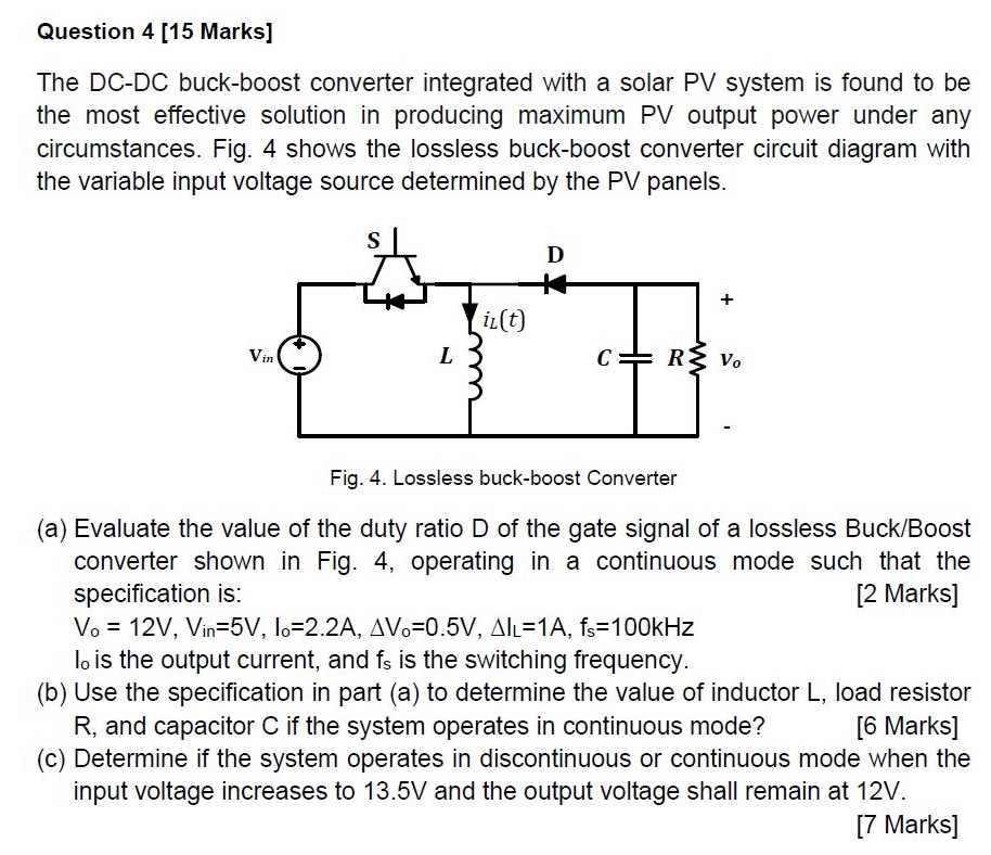 Solved The DC-DC buck-boost converter integrated with a | Chegg.com