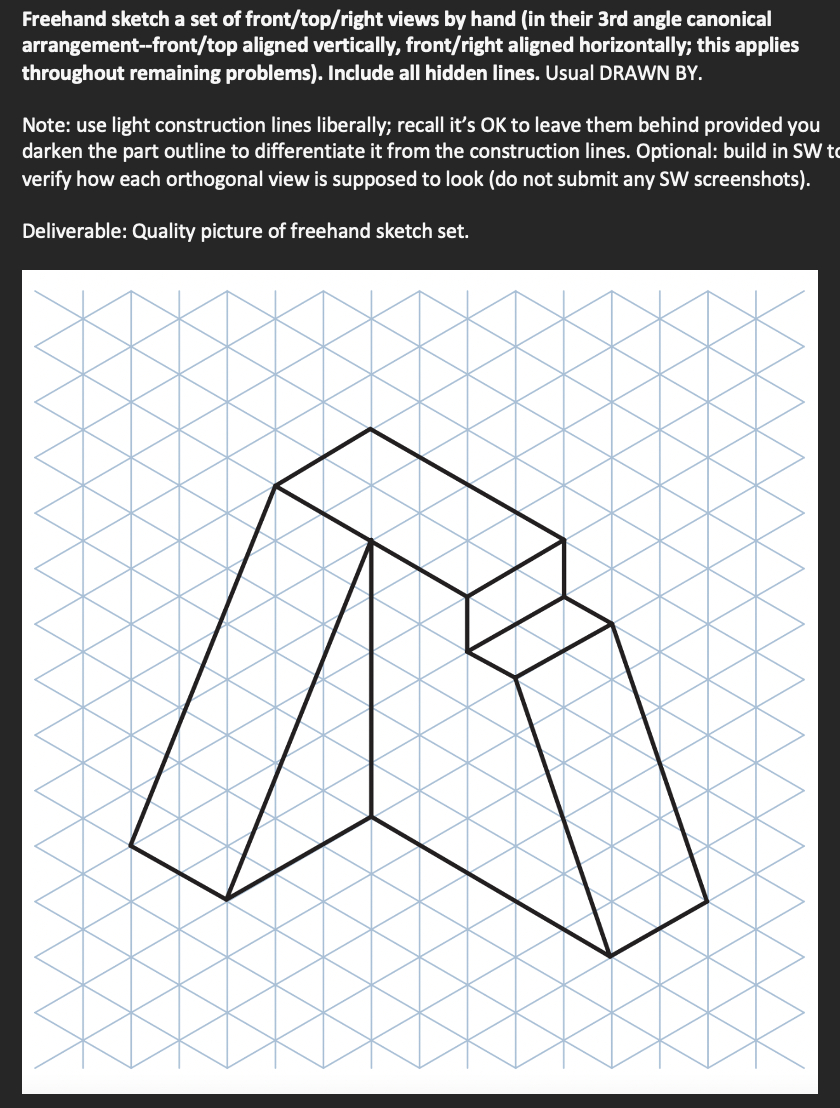 Solved Freehand sketch a set of front/top/right views by | Chegg.com