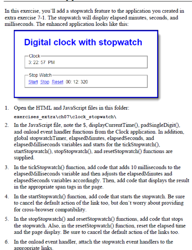 Solved In this exercise, you'll add a stopwatch feature to | Chegg.com